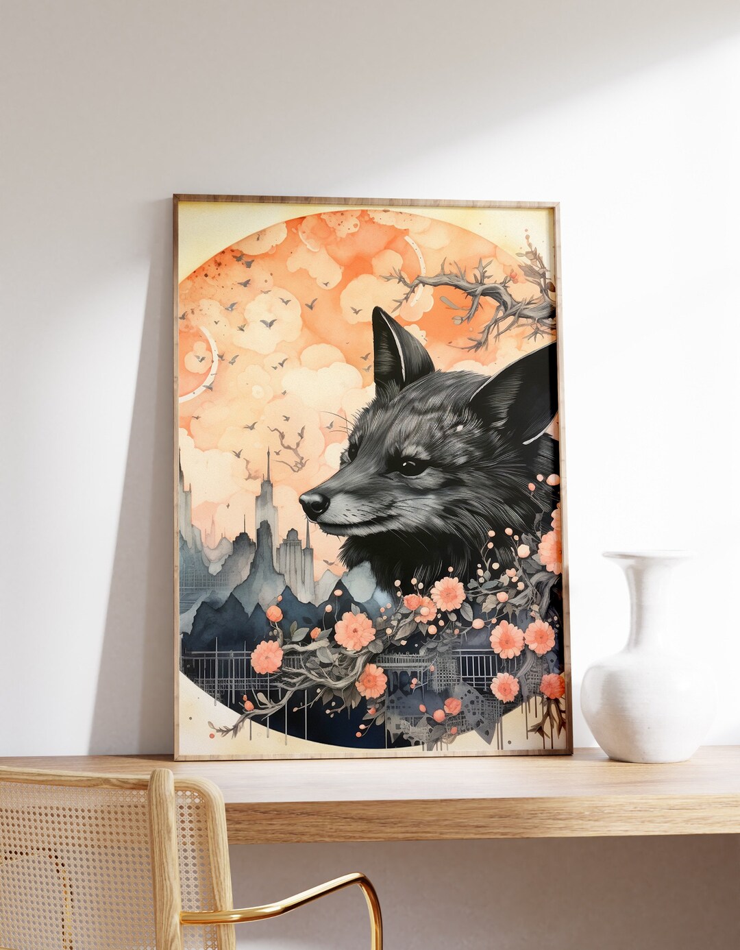 Japanese Bat Poster | Animal Poster | Bat Art Print | Animal Wall Art ...