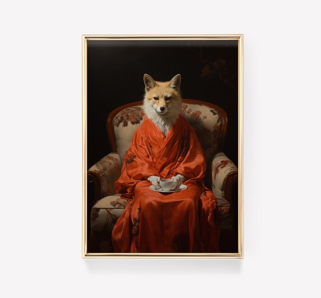 Geisha Fox Art Print | Geisha Fox Wall Art | Victorian Dark Academia ...