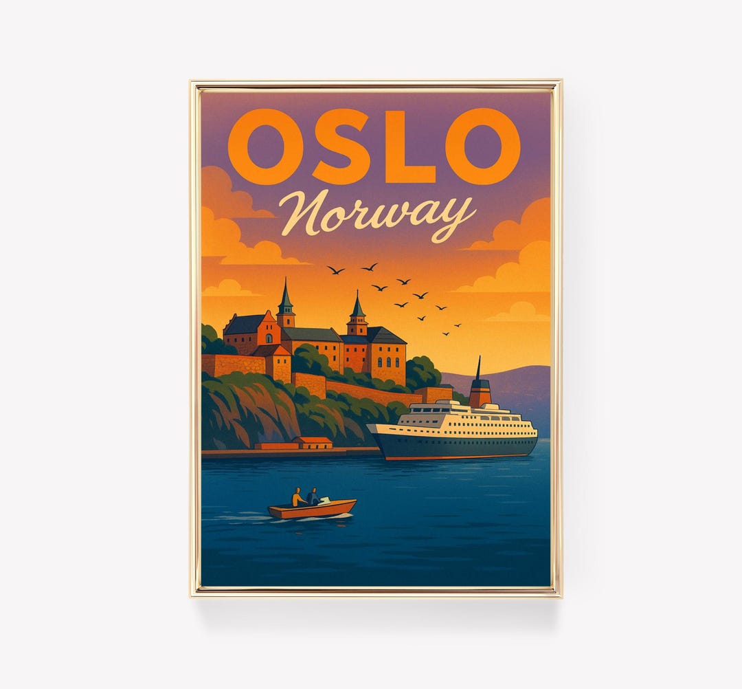 Oslo Vintage Travel Poster, Norway Wall Art, Oslo Print, Scandinavian ...