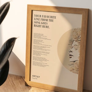 Personalised Lyric Poster Music Poster Custom Song Lyric Print Lyric ...