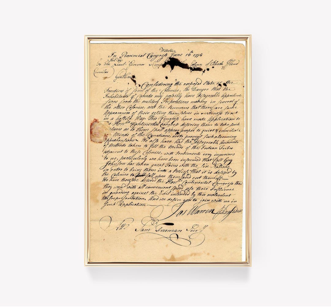 Josiah Bartlett Letter | Historic Document Print | Founding Fathers ...