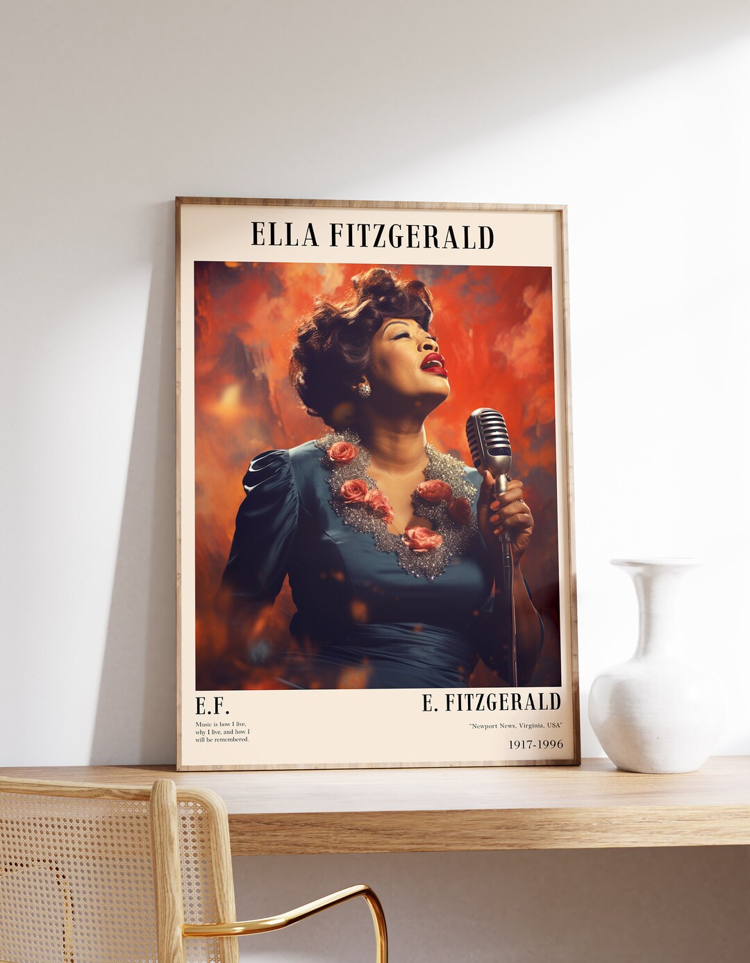 Ella Fitzgerald Poster | Musical Print | Jazz Poster | Jazz Portrait ...