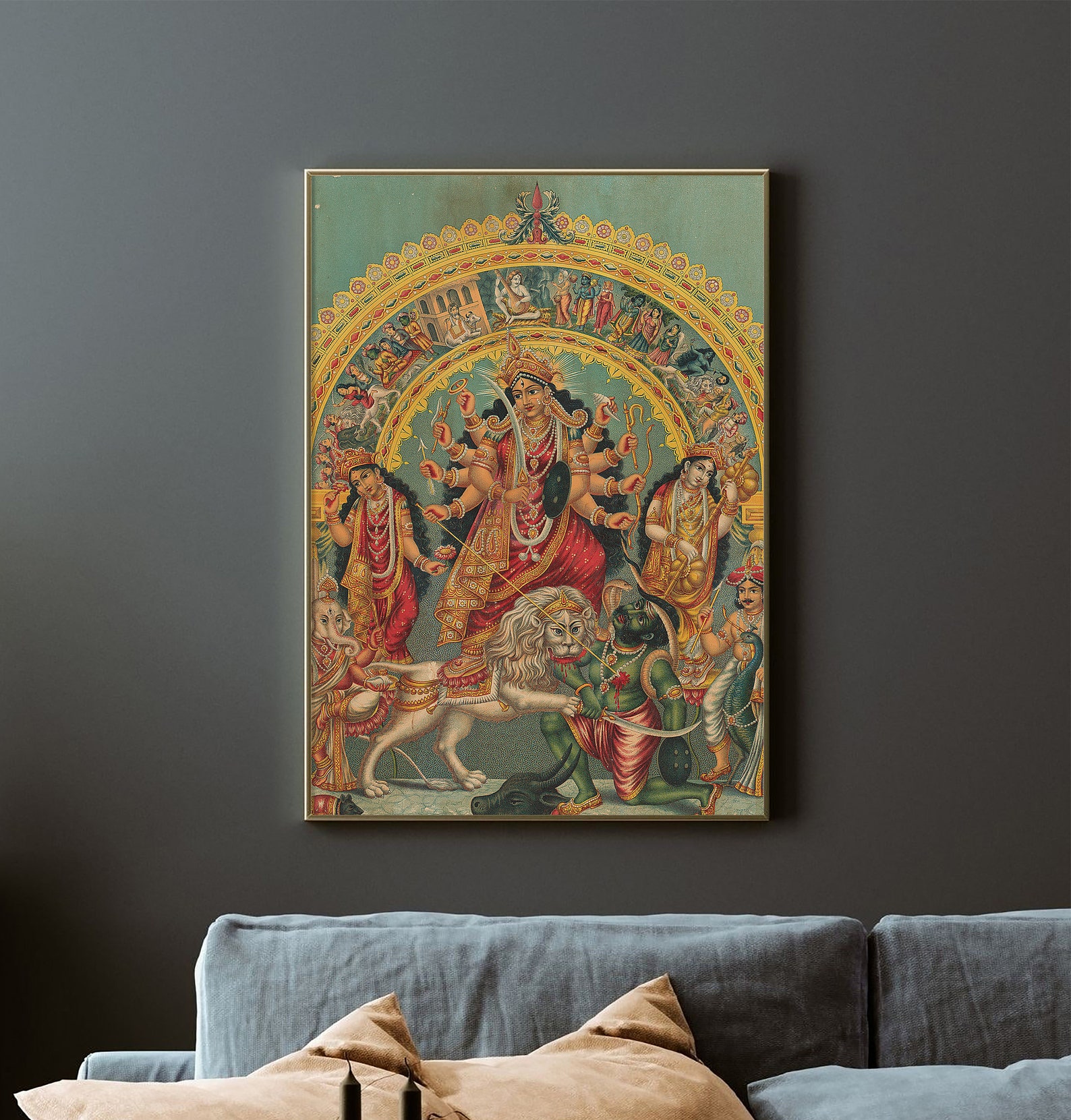 Shri Shri Durga With Mahisha Trisula Lakshmi Saraswati (1890) - Vintage ...