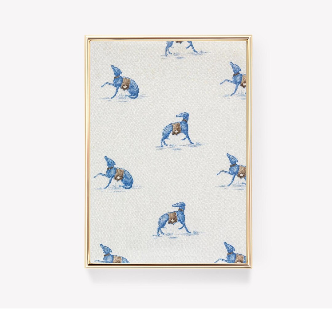 Blue Greyhound Print | Greyhound Art | Blue Dog Poster | Pattern Fabric ...