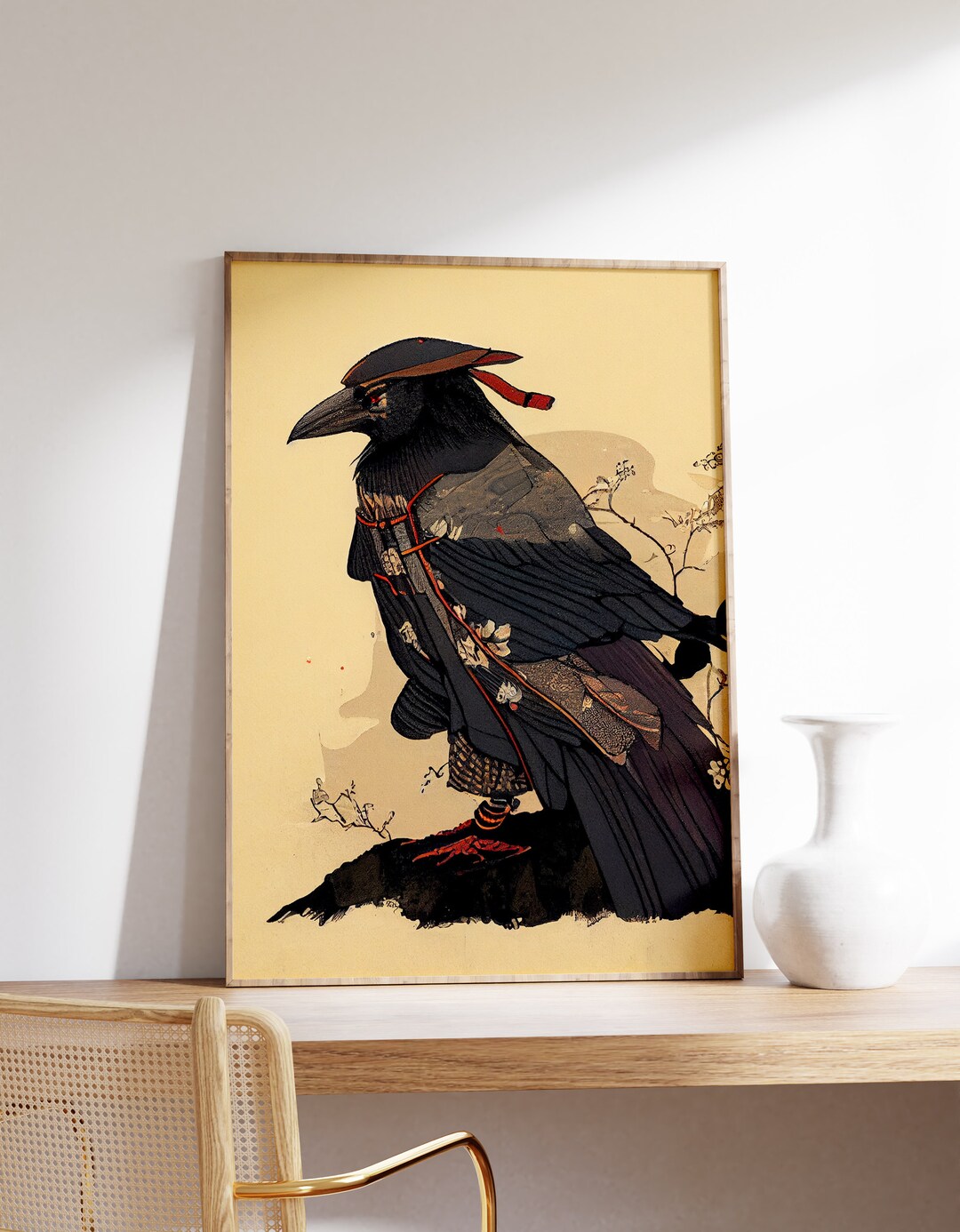 Japanese Crow Poster | Animal Poster | Crow Art Print | Crow Wall Art ...