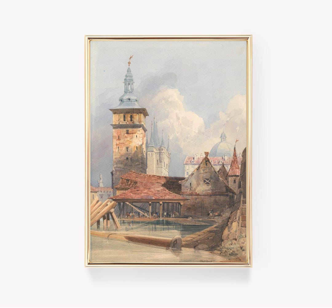 Water Tower Print | Nuremberg Art Print | Vintage Painting | Historical ...