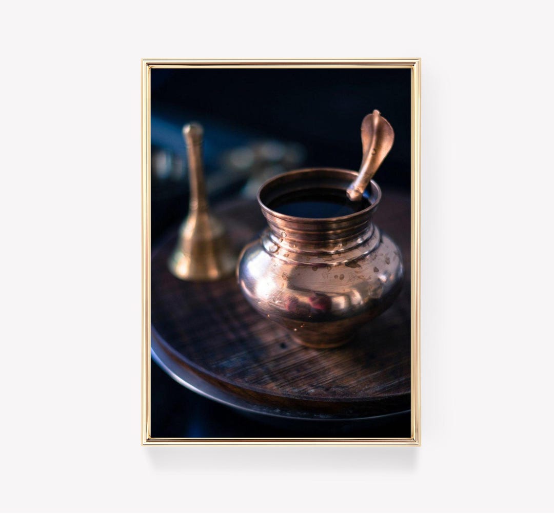 Copper Water Pot Print | Ladle Art Print | Vintage Painting | Antique ...