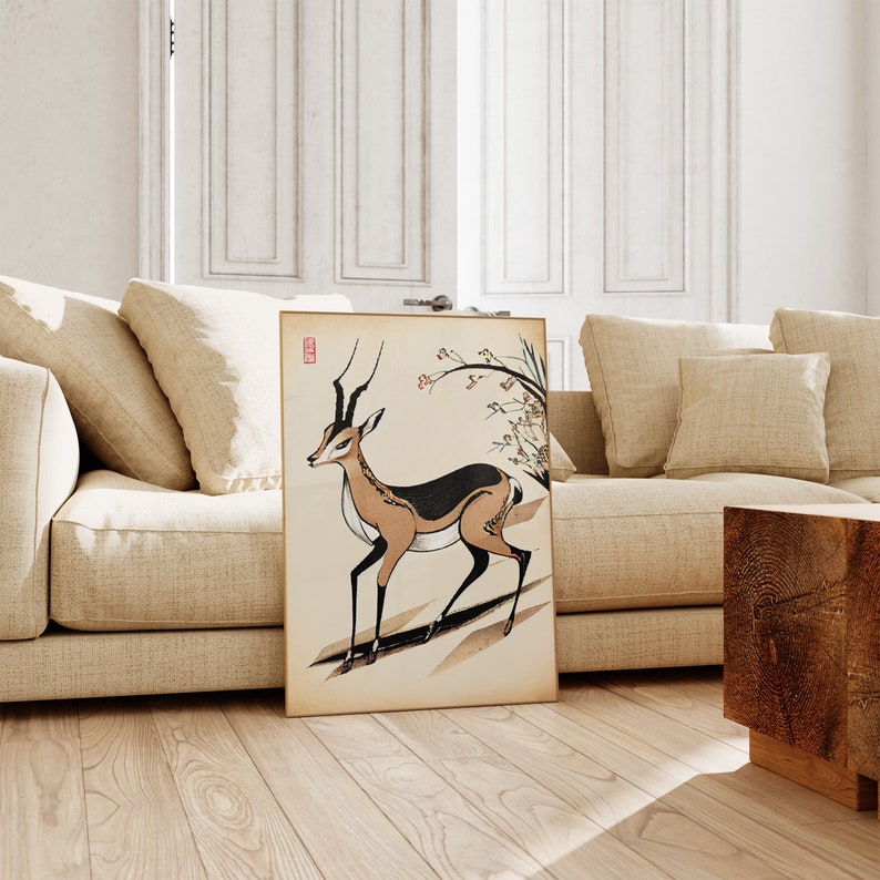 Japanese Gazelle Poster | Animal Poster | Gazelle Art Print | Gazelle ...