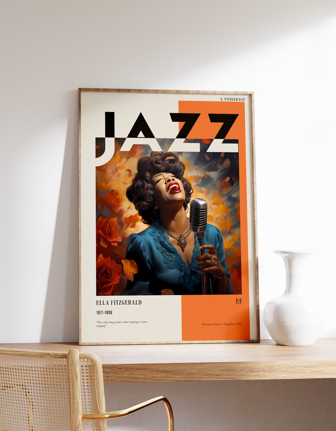 Ella Fitzgerald Poster Musical Print Jazz Poster Jazz Portrait Musical ...