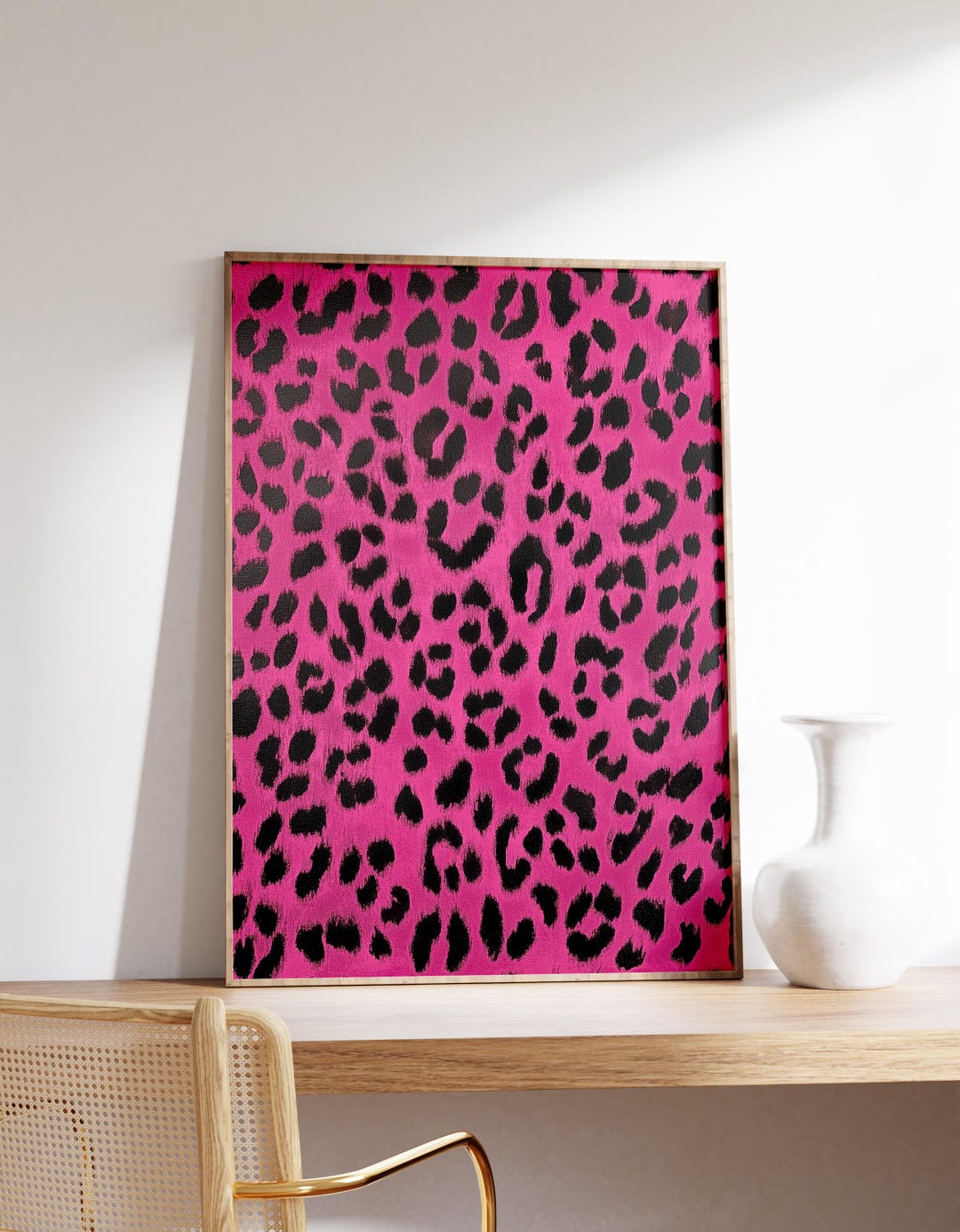 Pink Bedroom Wall Art | Pink Leopard Art | Bold Animal Print | Luxury ...