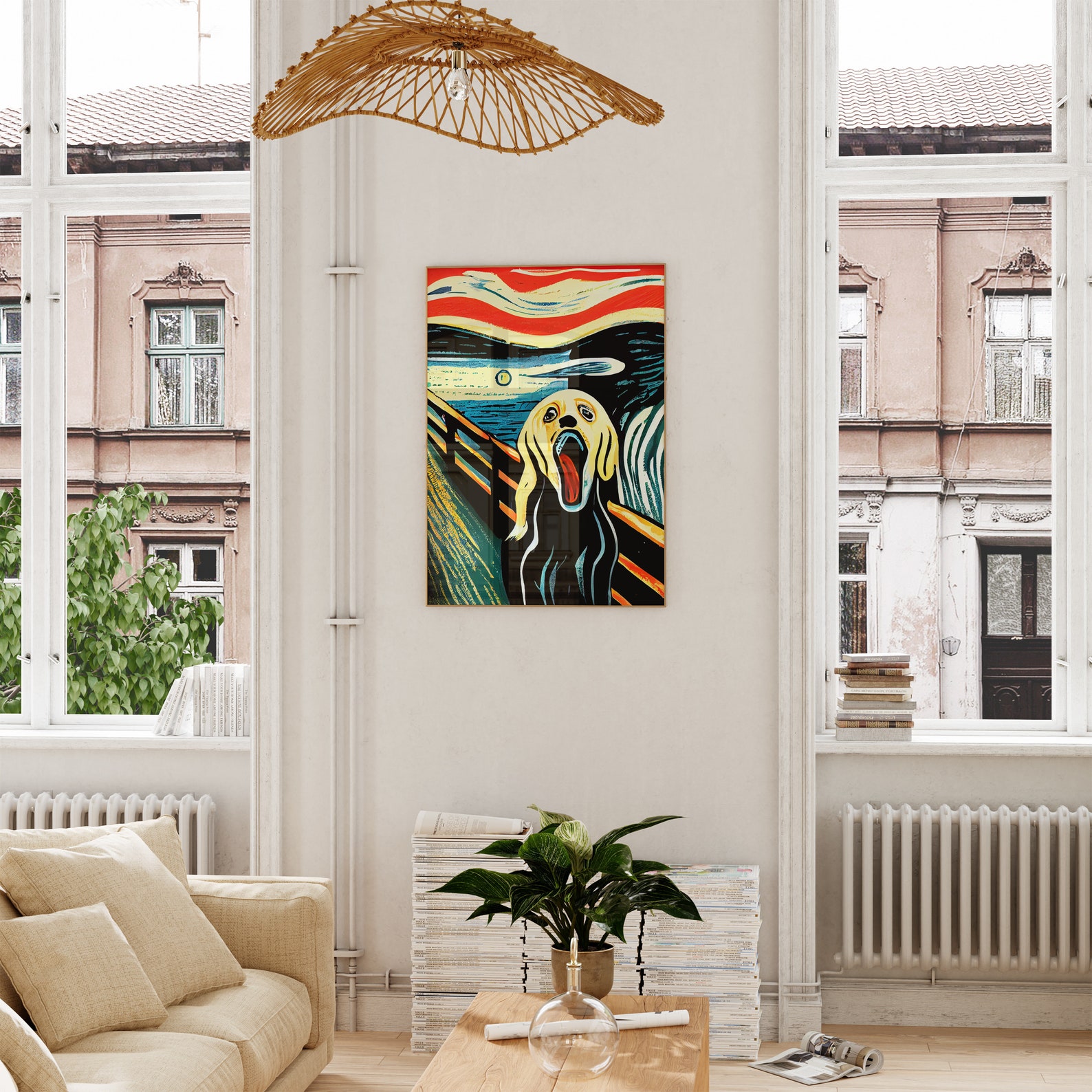 Funny Dog Room Decor | the Scream Dog Poster | Dog Portrait Print ...