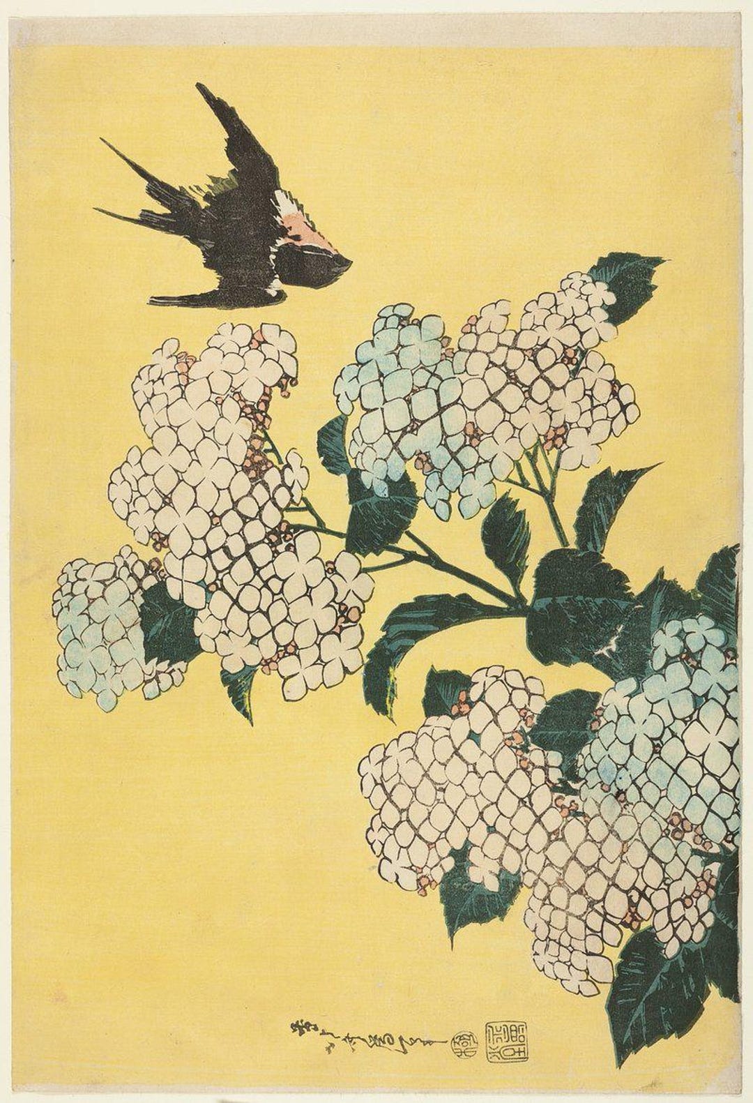 Utagawa Hiroshige Swallow | Hydrangeas Print | Traditional Art ...