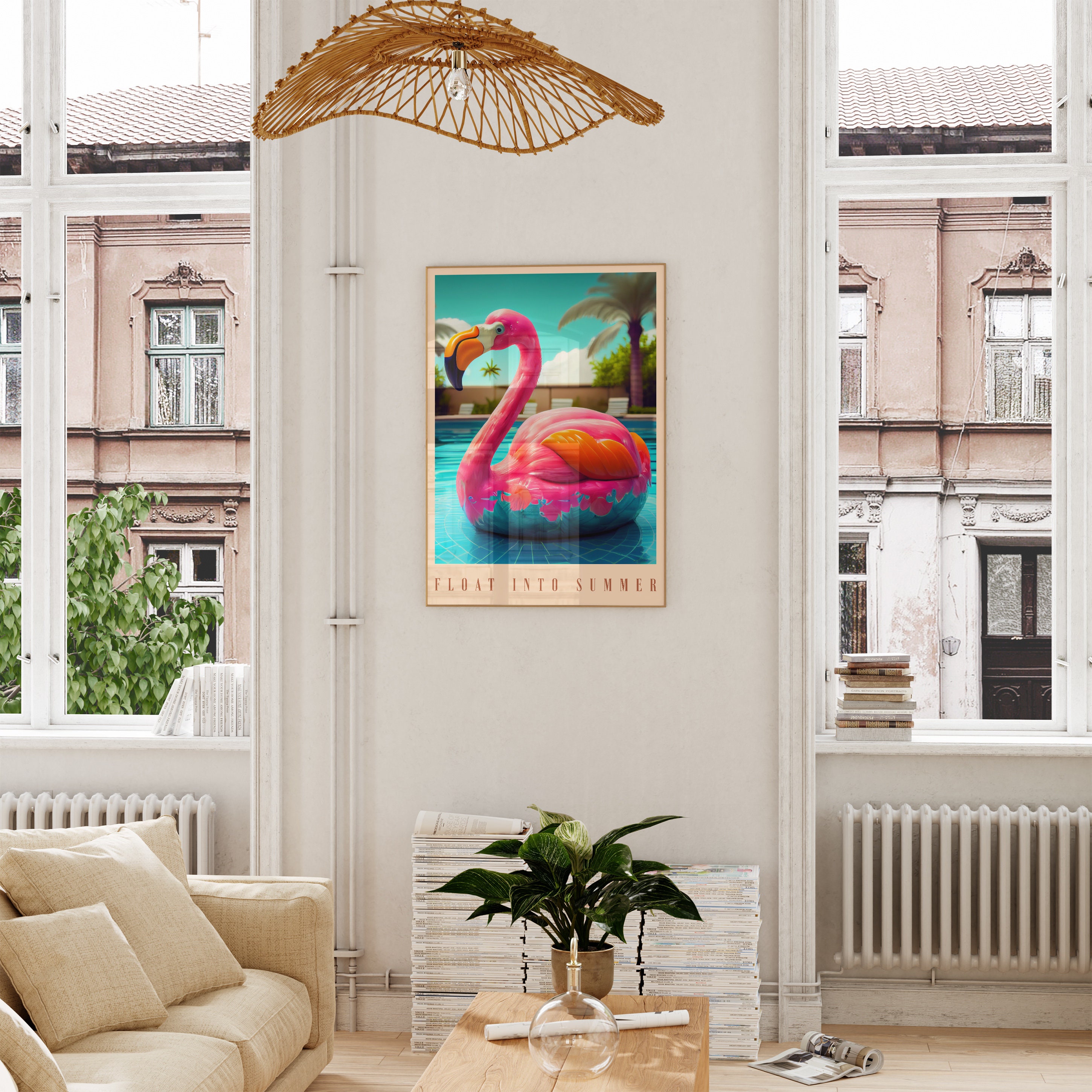 Flamingo Floatie Print | Summer Art | Summer Poster | Sunny Pool Art ...