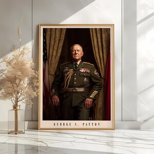 George S. Patton Print | Vintage Painting | Historical Decor | Modern ...