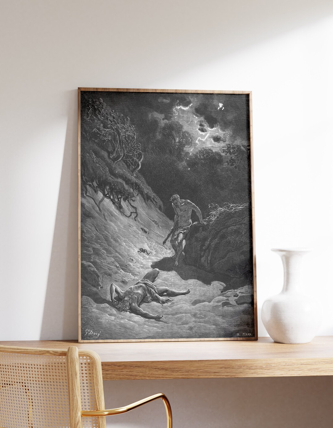 Gustave Dore Art Print | Cain Slays Abel (1866) | Hell Wall Art | Dark ...