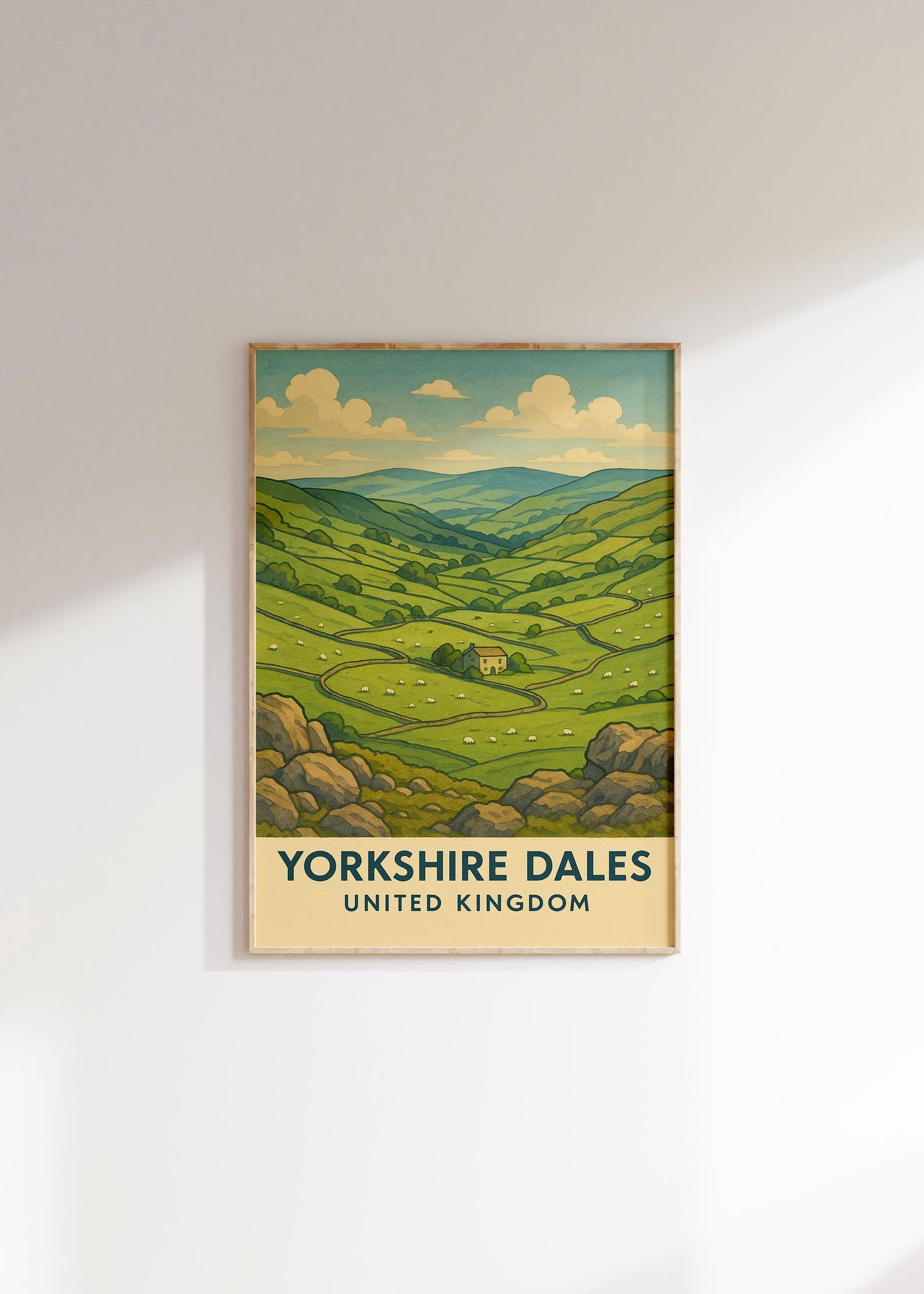Yorkshire Dales Poster, UK Landscape Print, Yorkshire Wall Art, Green ...