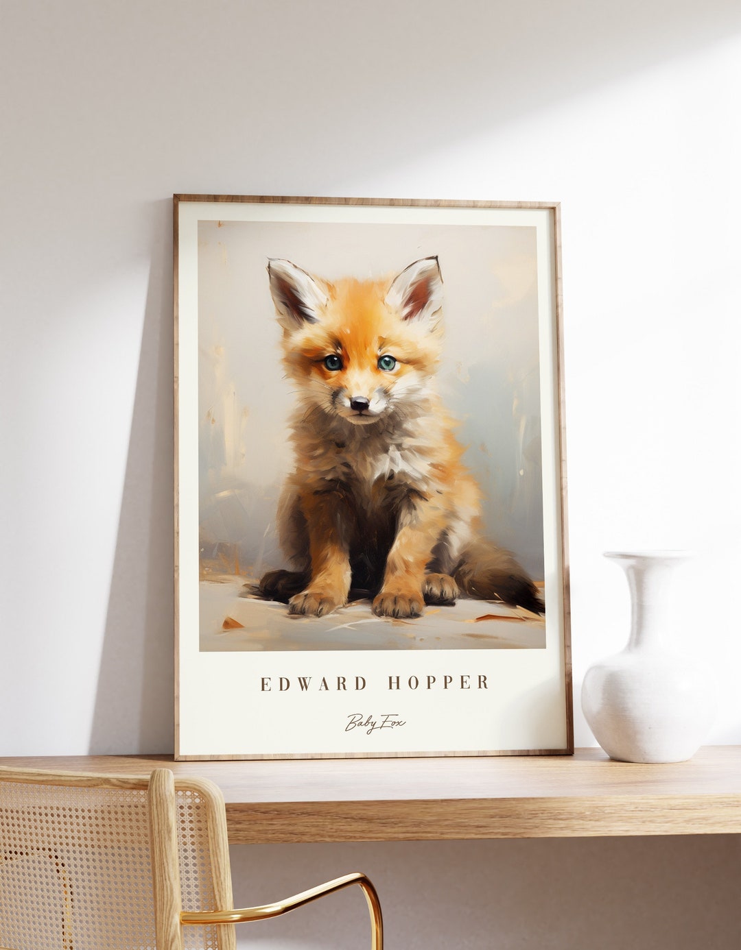 Baby Fox Poster | Edward Hopper | Vintage Painting | Modern Wall Art ...