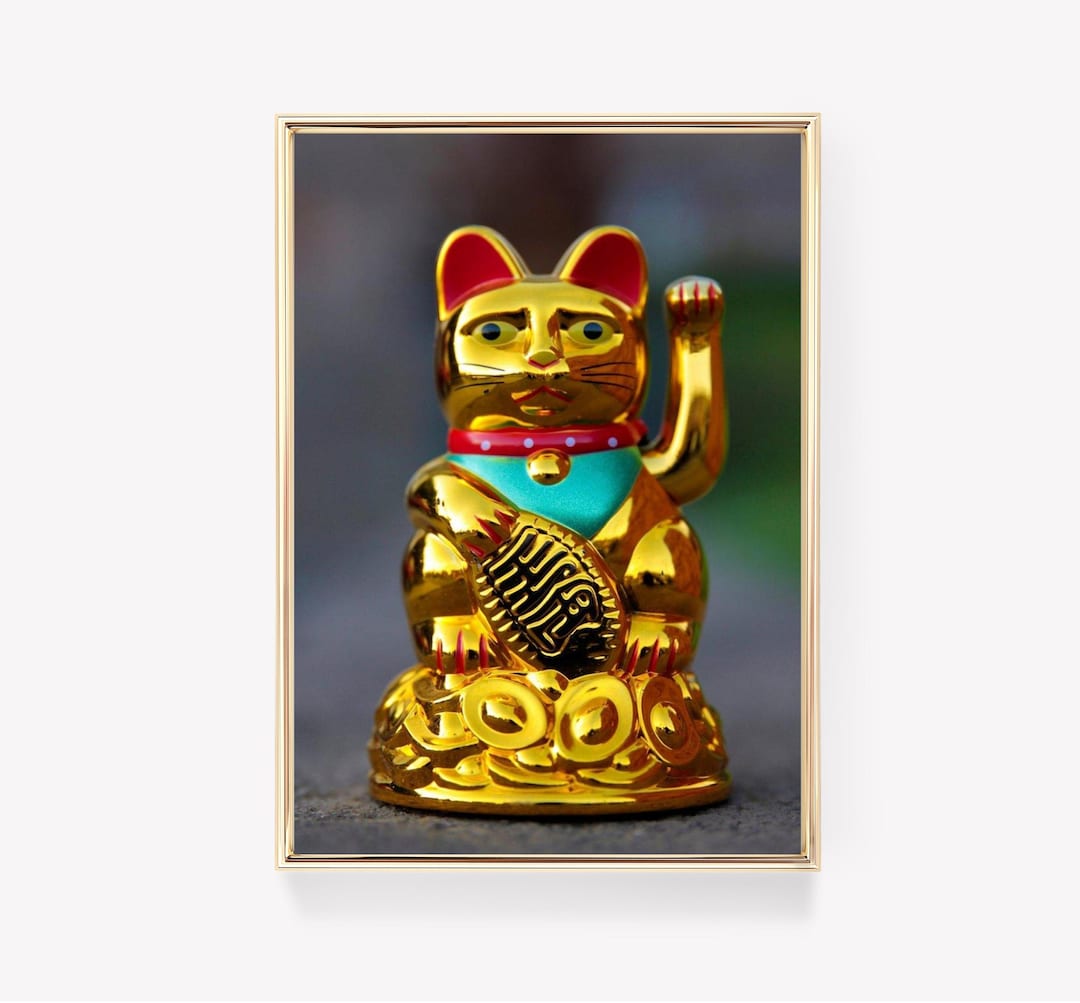 Lucky Cat Print | Maneki-neko Poster | Fortune Cat Art | Japanese Decor ...
