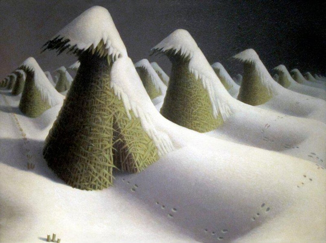 Grant Wood January | Winter Landscape Art | Snowy Scene Print ...