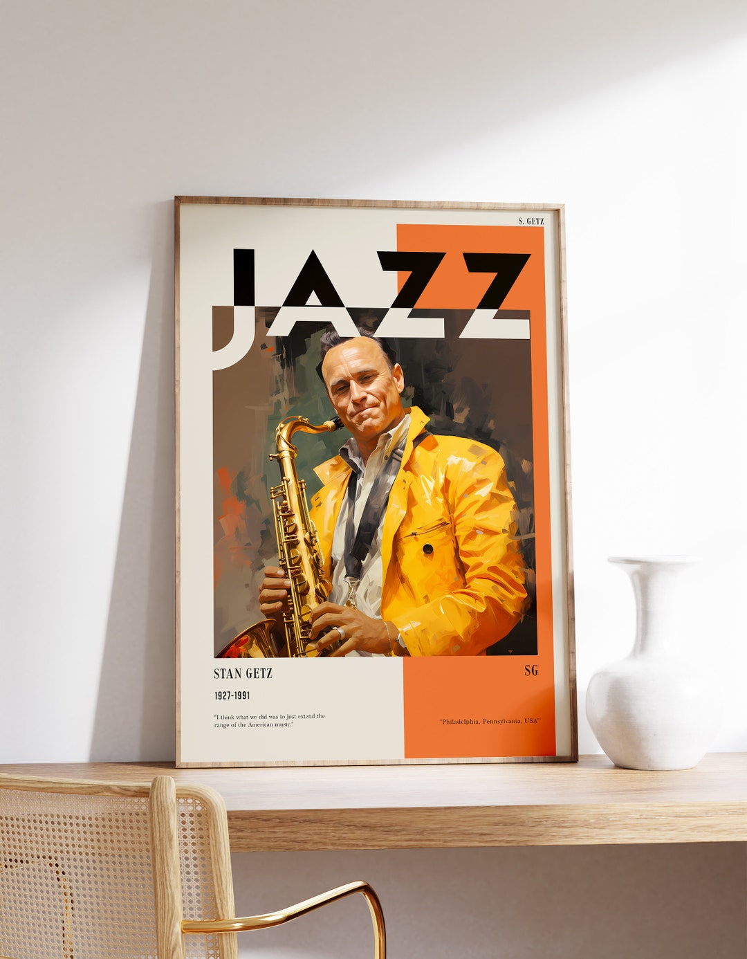 Stan Getz Poster | Musical Print | Jazz Poster | Jazz Portrait ...