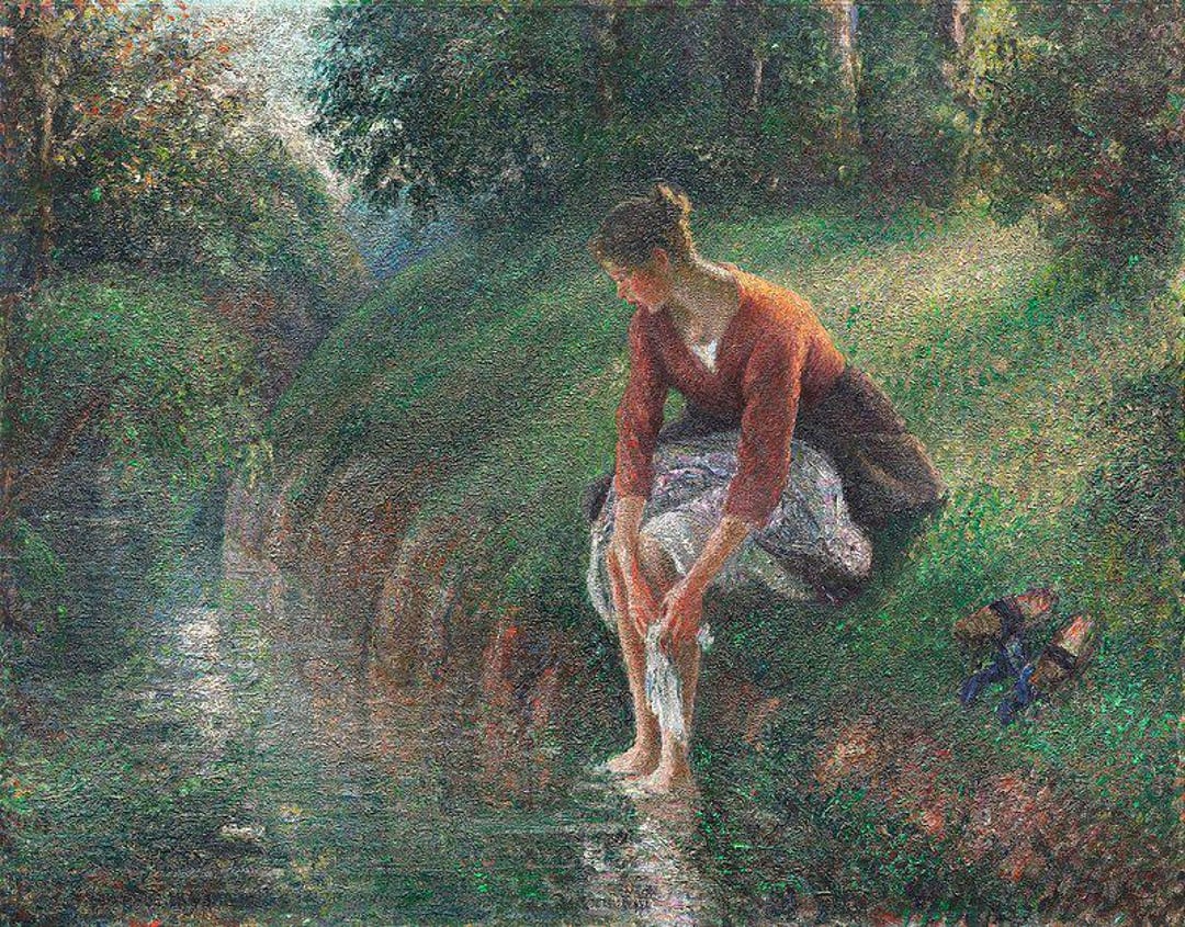 Camille Pissarro Young Peasant Washing Impressionist Art Vintage ...