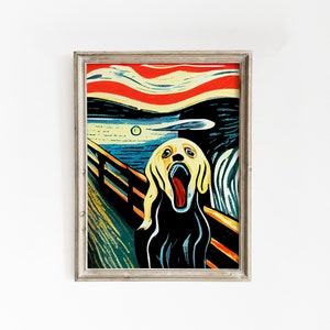 Funny Dog Room Decor | the Scream Dog Poster | Dog Portrait Print ...