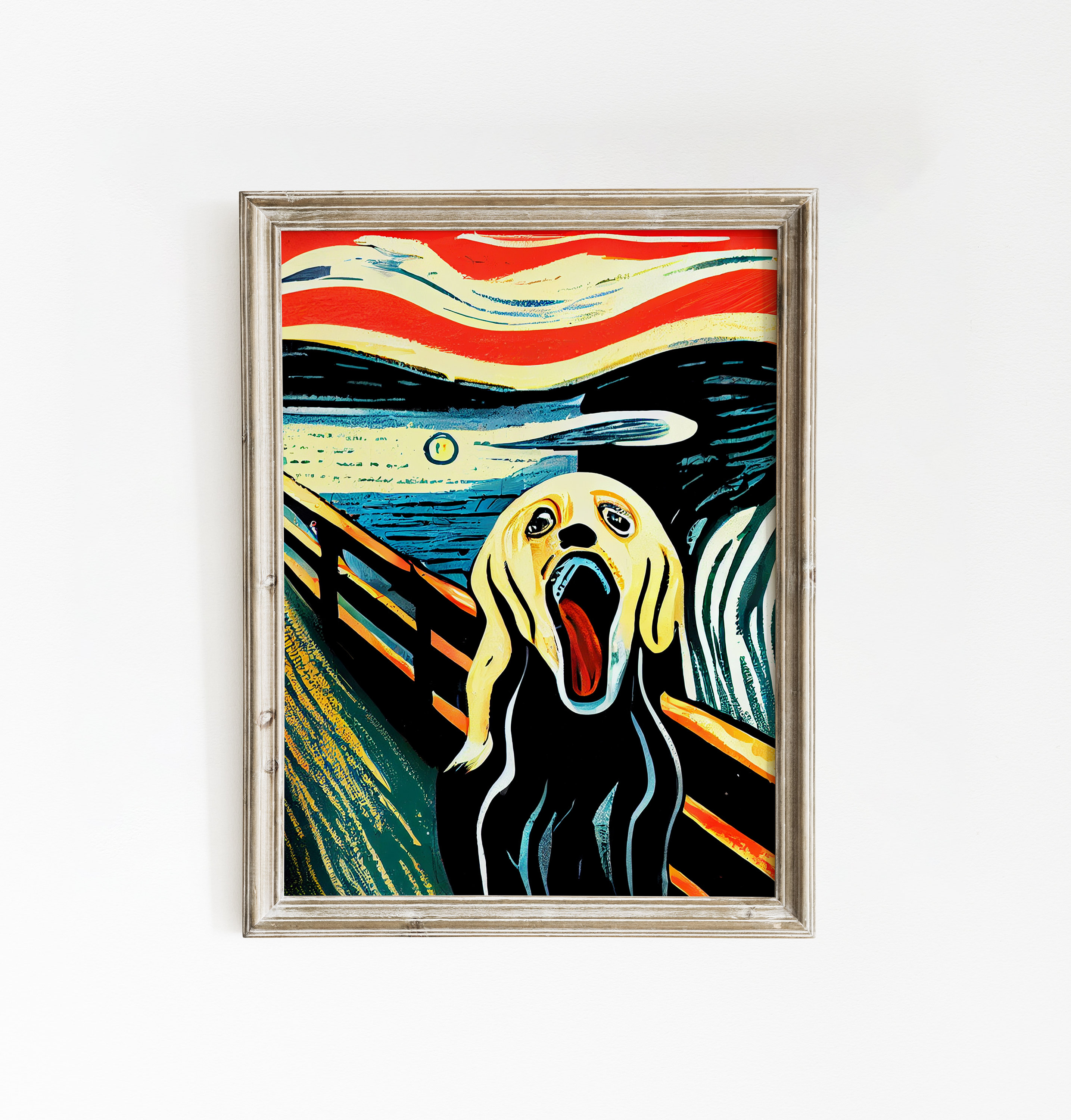 Funny Dog Room Decor | the Scream Dog Poster | Dog Portrait Print ...