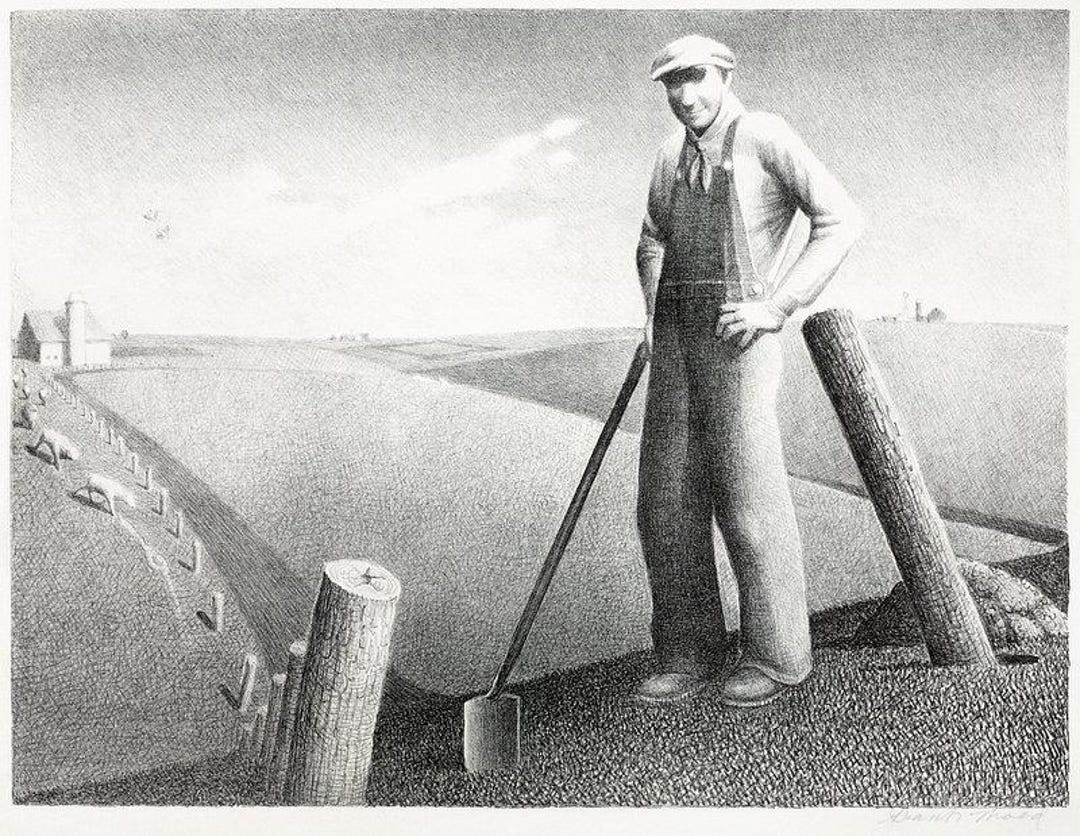 February Scene | Grant Wood Art | Rustic Winter | Americana Print ...