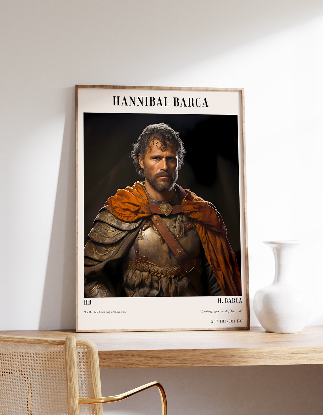 Hannibal Barca Poster | Vintage Portrait | Historical Poster | Antique ...