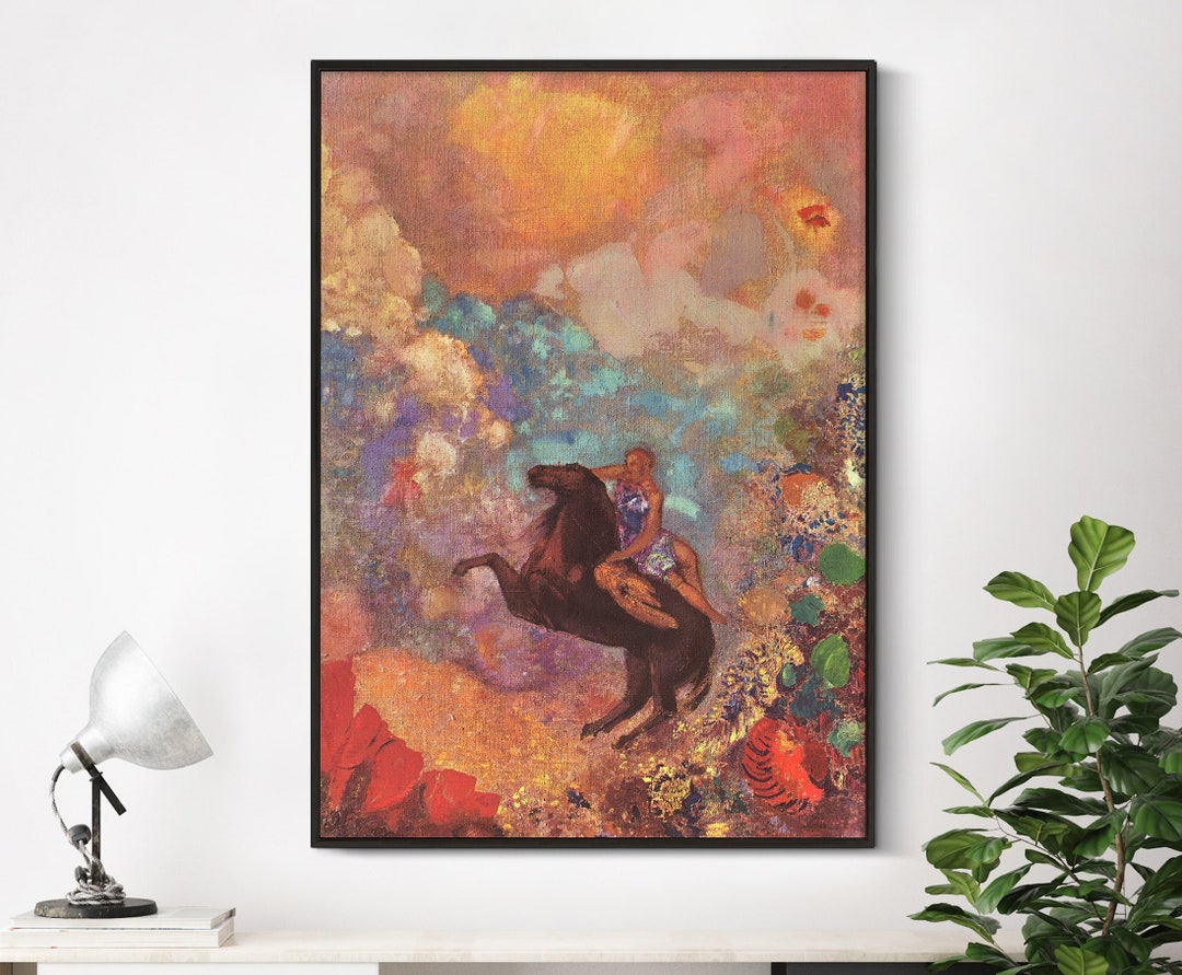 Odilon Redon - Muse on Pegasus (1900) | Vintage Horse Portrait Painting ...