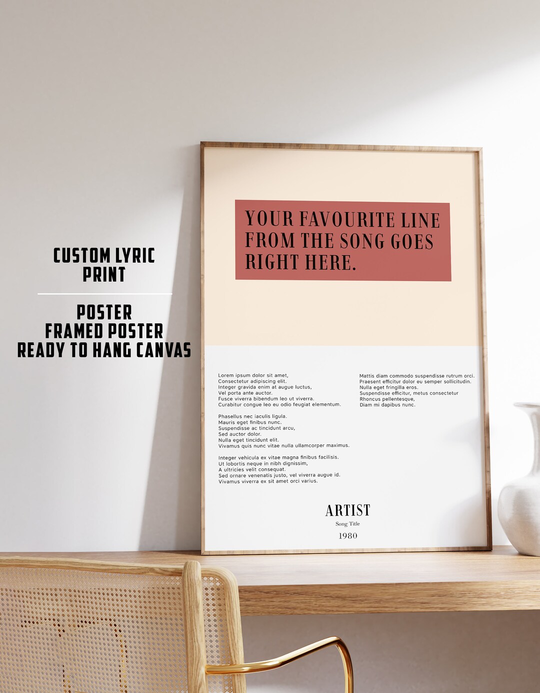 Custom Lyric Poster Music Poster Custom Song Print Lyric Wall Art ...
