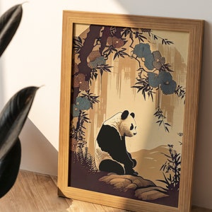 Japanese Panda Poster | Animal Poster | Panda Art Print | Panda Wall ...