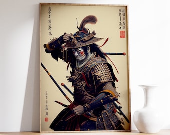 Japanese Samurai, Warriors Art Prints, Kozaemon Hisamitsu on Horse Kuniyoshi FINE ART PRINT ...