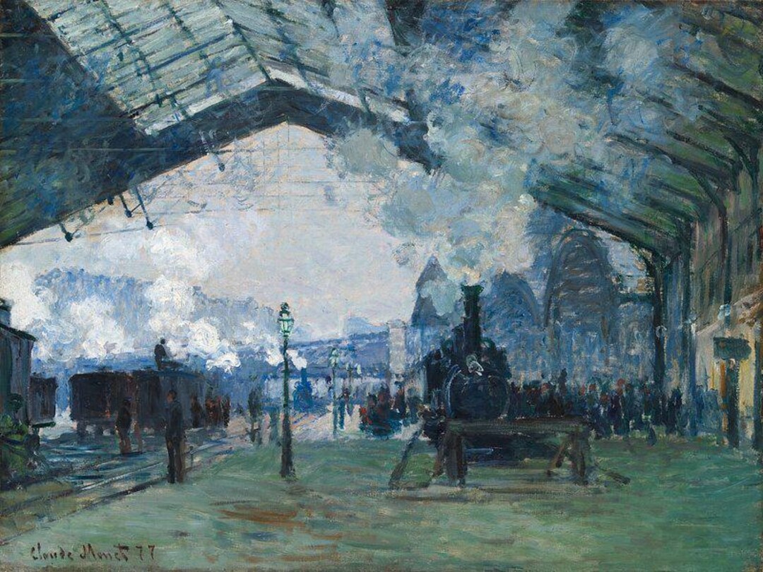 Vintage Train Art | Impressionist Train | Gare Saint-lazare | Monet ...