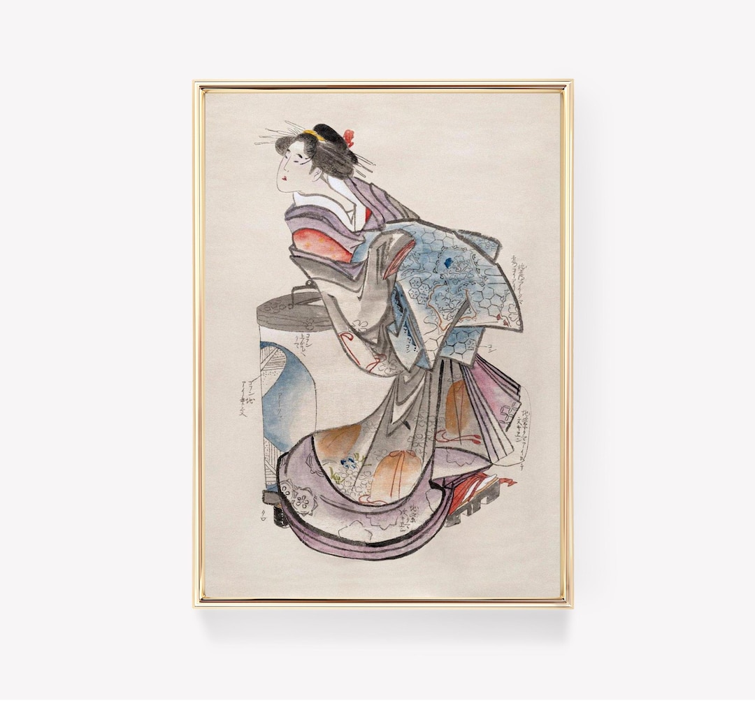Dancing Girl Print | Hokusai Art | Japanese Wall Art | Vintage Painting ...