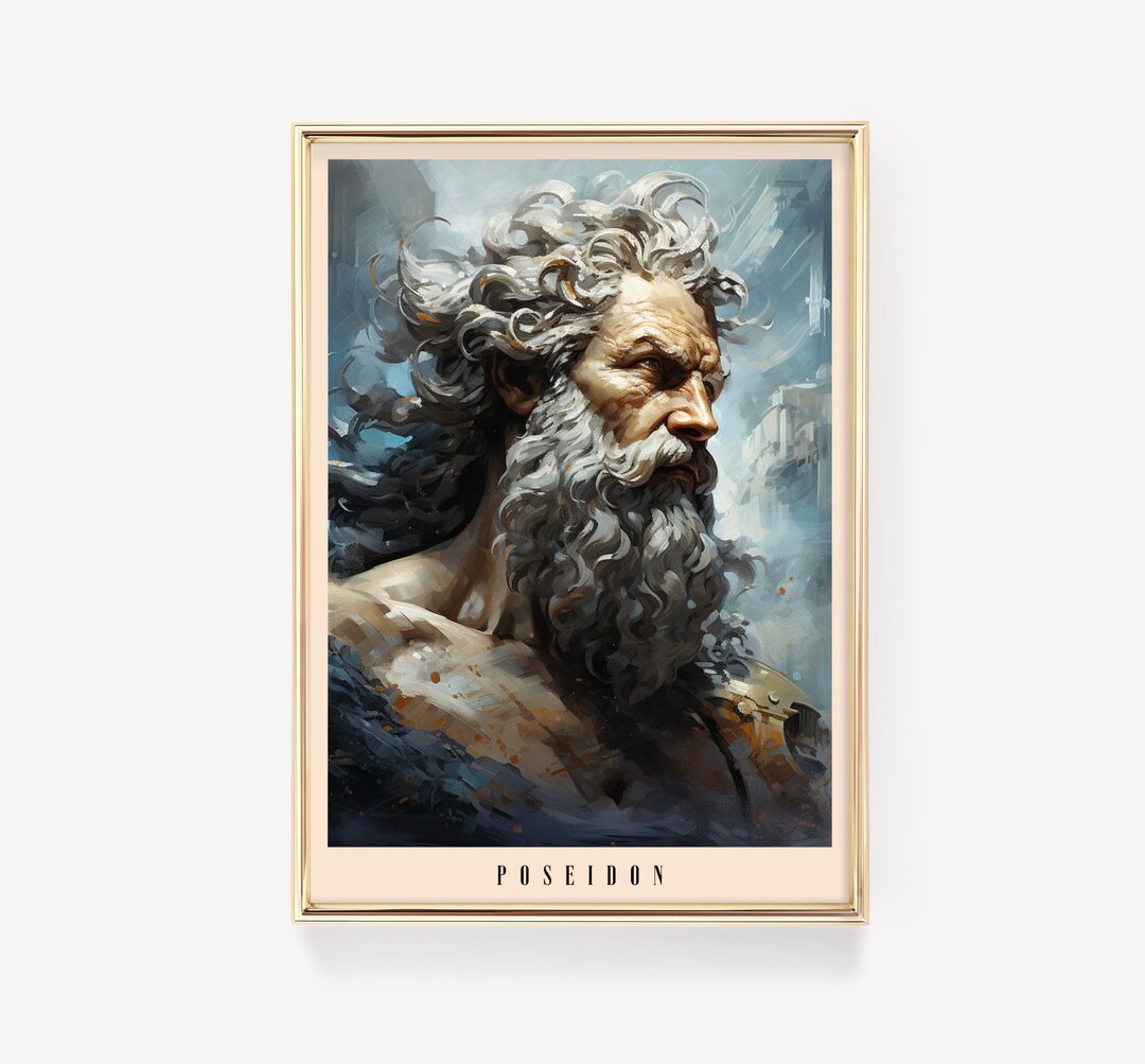 Poseidon Poster | Mythology Poster | Ancient Greece Art | Mythical ...