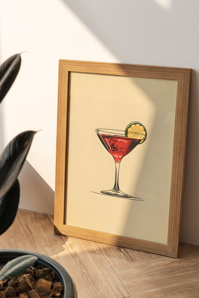 Minimalist Cocktail Art Print | Line Art | Alcohol Cocktail Print ...