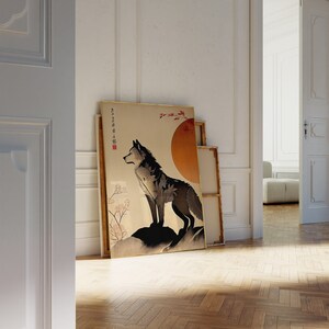 Japanese Wolf Print | Japanese Animal Poster | Japanese Canvas ...