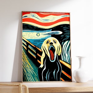 Funny Dog Room Decor | the Scream Dog Poster | Dog Portrait Print ...