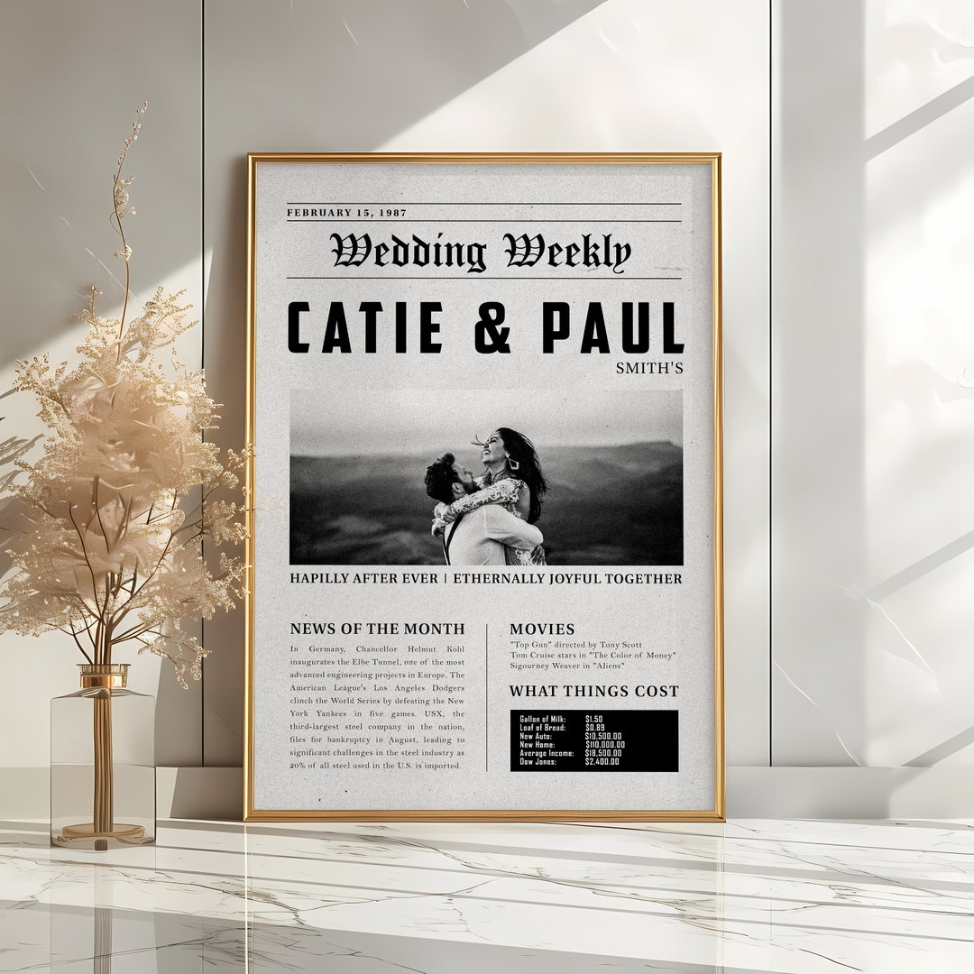 Personalized Wedding Anniversary | Newspaper Anniversary Print | Custom ...