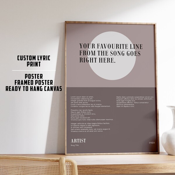 Lyric Poster - Etsy UK