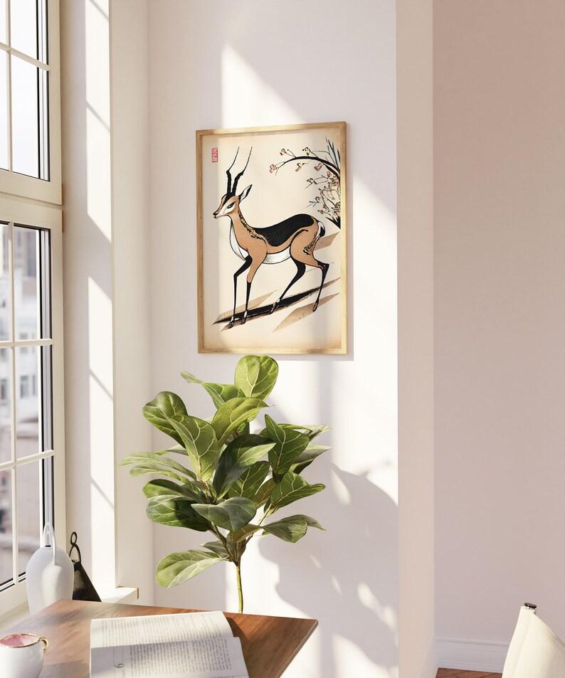 Japanese Gazelle Poster | Animal Poster | Gazelle Art Print | Gazelle ...