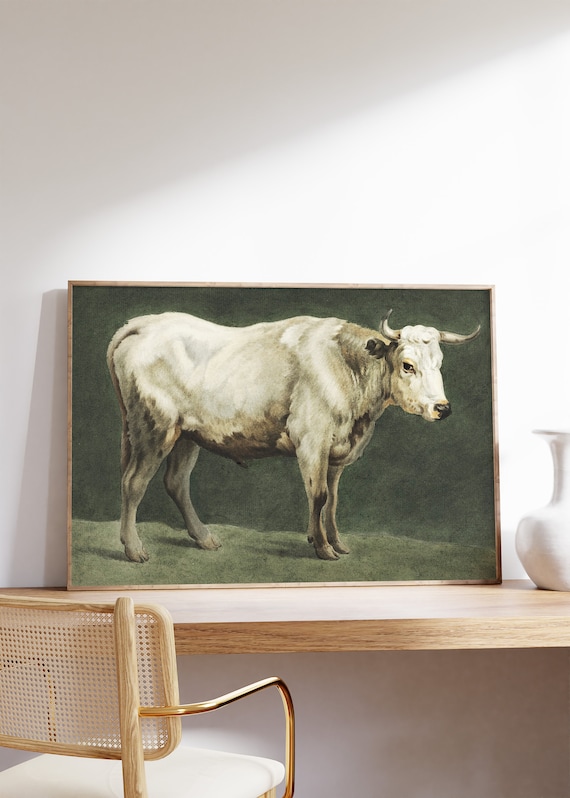 Bull Poster Bull Painting Bull Wall Art Animal Portrait - Etsy