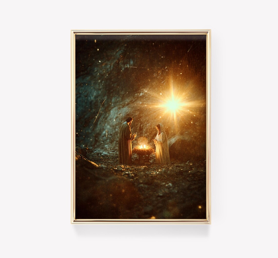 Holy Nativity Scene | Baby Jesus Birth Art | Sacred Family Gathering ...