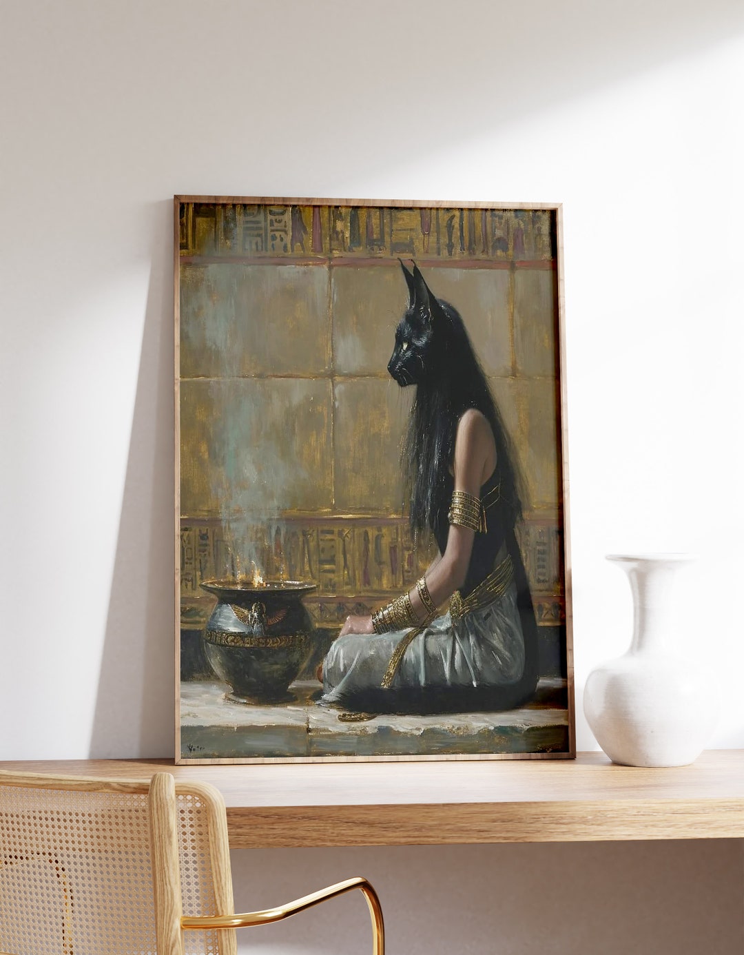 Bastet by Emile Corsi, 1877 | Vintage Painting Print | Ancient Egypt ...