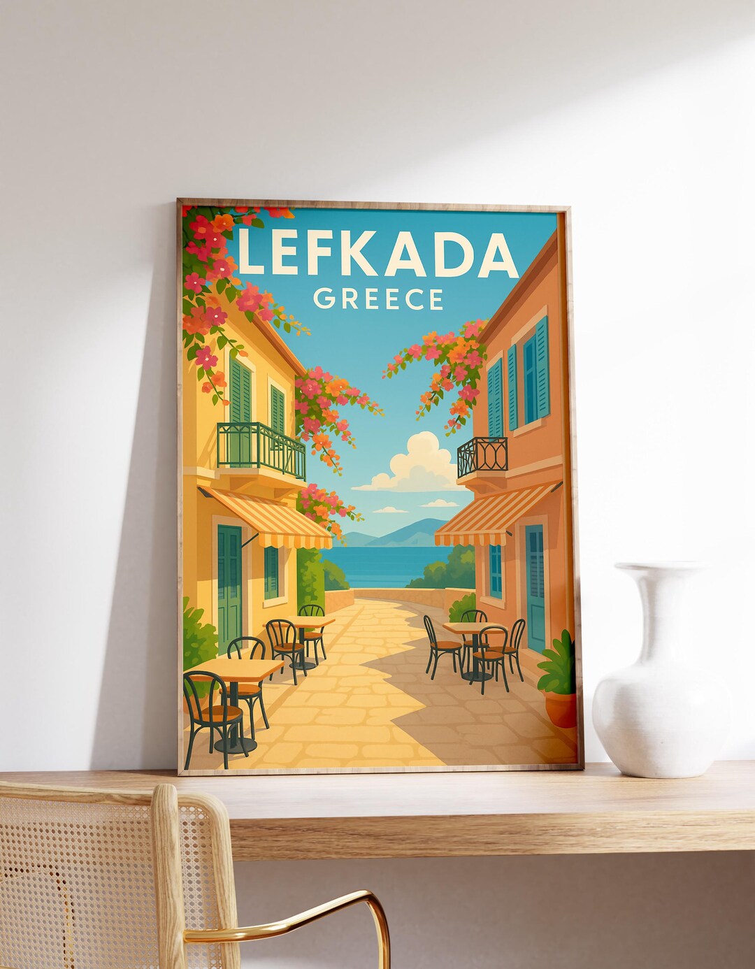 Lefkada Greece Poster, Greek Island Wall Art, Lefkada Street Print ...