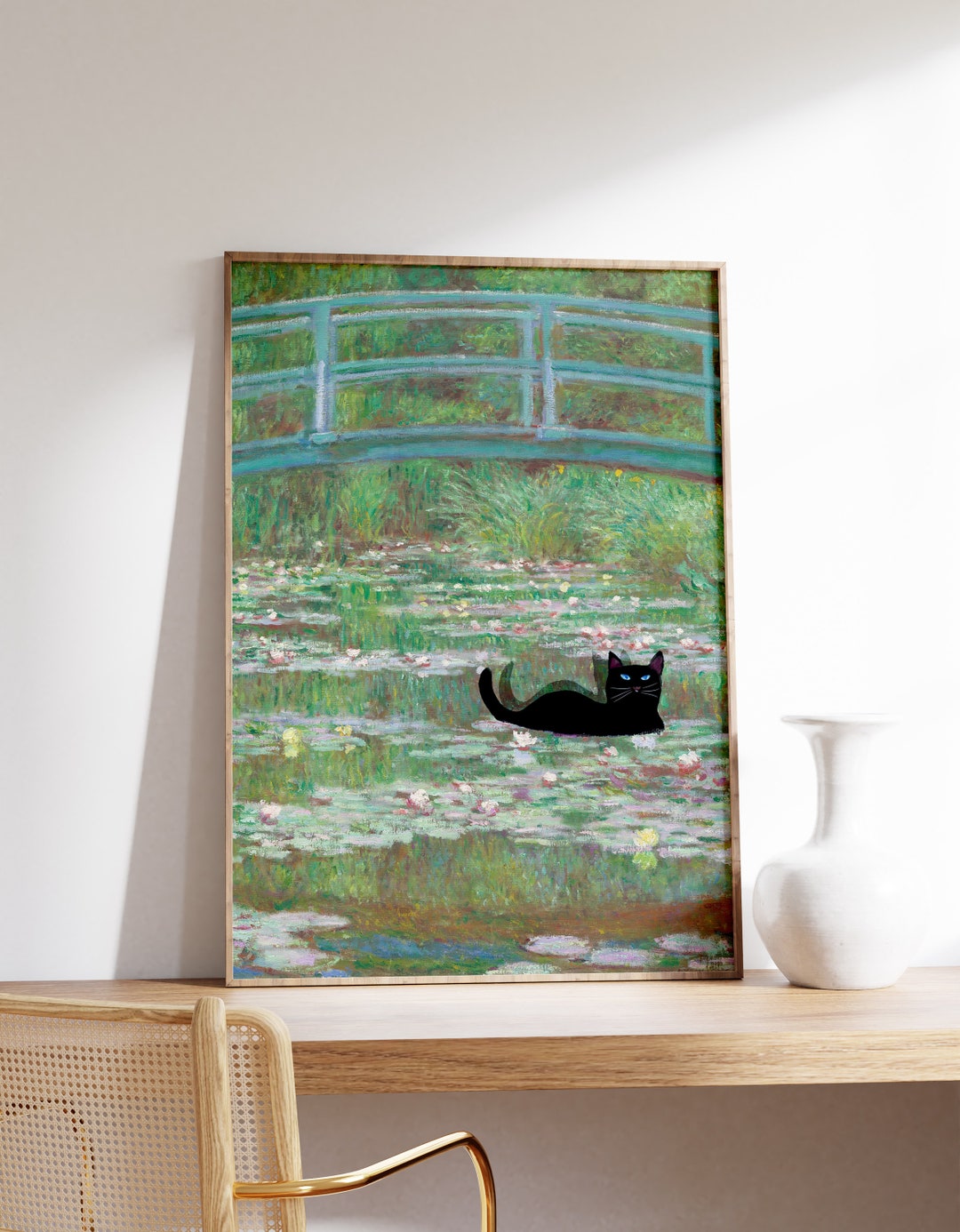 Claude Monet Cat Print | Cute Cat Print | Funny Black Cat Art | Funny ...