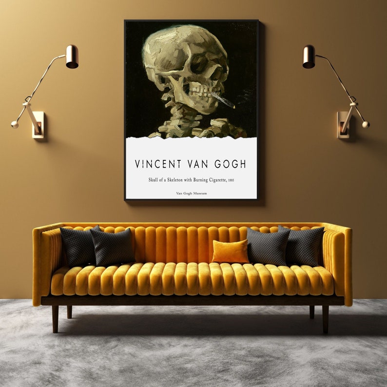 Vincent Van Gogh Skull of a Skeleton with burning Cigarette | Etsy
