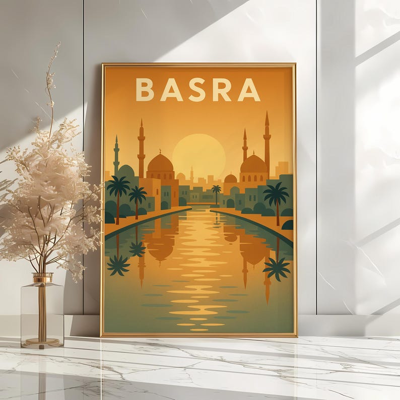 Basra Sunset Poster, Iraq Wall Art, Basra City Print, Middle East Decor ...