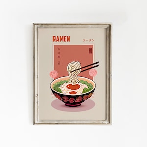 Ramen Poster | Mid Century Modern | Food Print | Modern Kitchen Decor ...